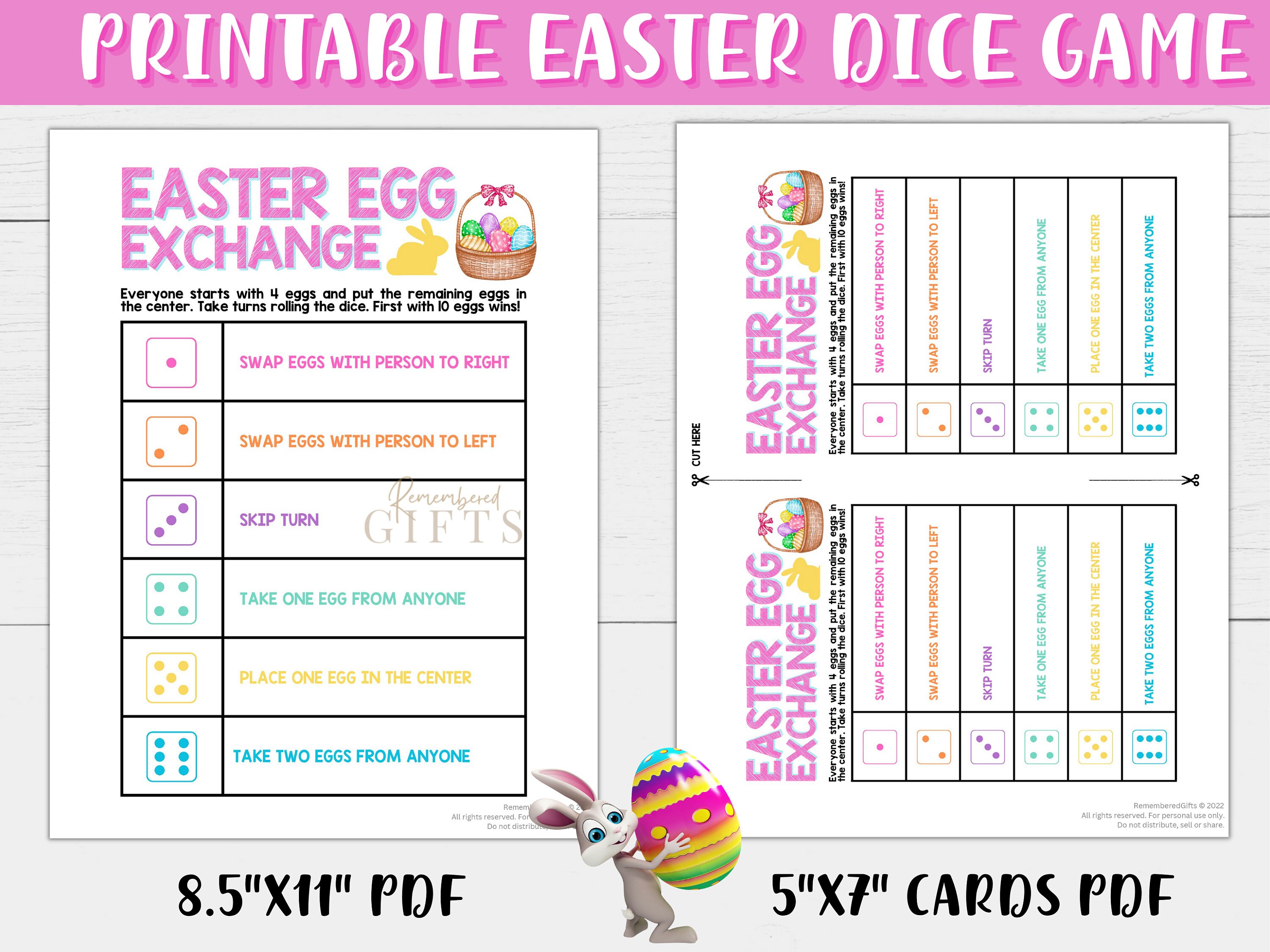 Easter Egg Exchange Dice Game Printable Easter Games Easter Group Party ...