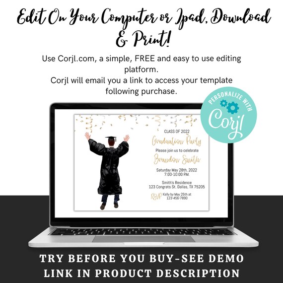 Computer Graduation Party Invitations Printable Luau Graduation