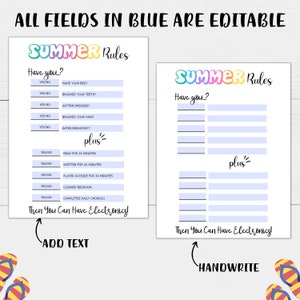 Printable Editable Summer Rules Summer Rules Summer Checklist Summer ...