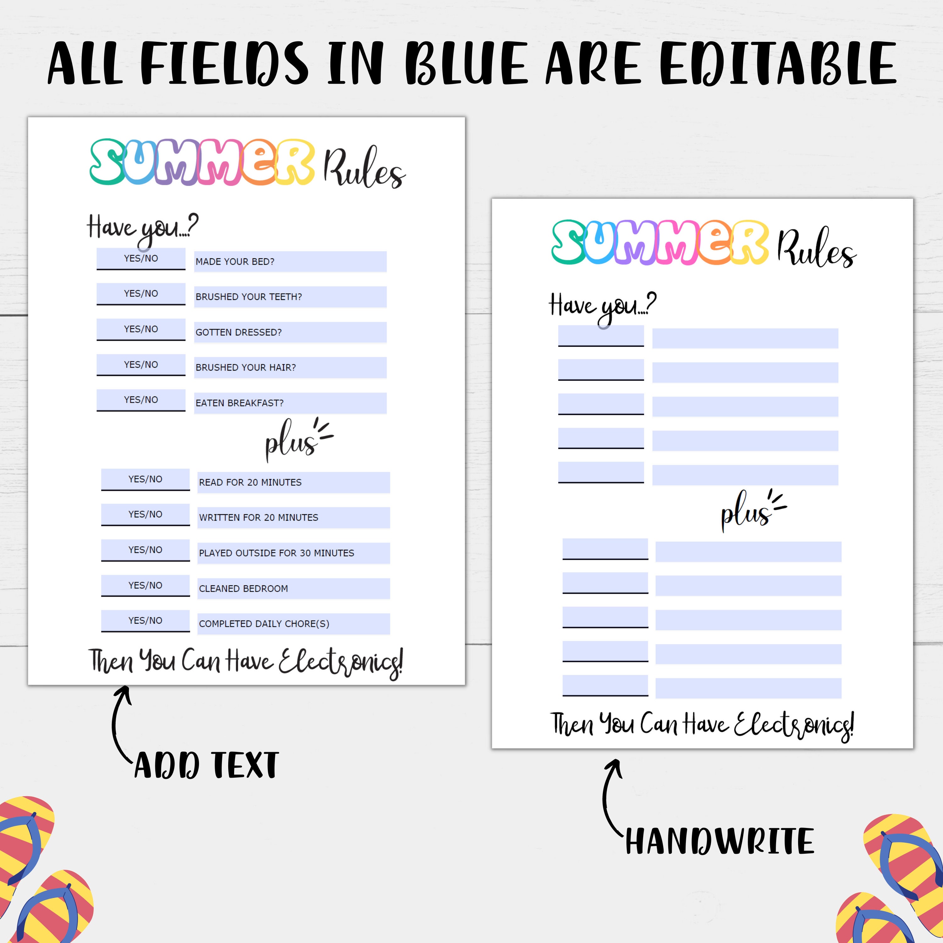 Printable Editable Summer Rules Summer Rules Summer - Etsy