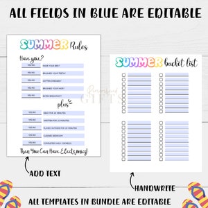 Printable Editable Summer Planner Bundle | Summer Checklist | Summer ...