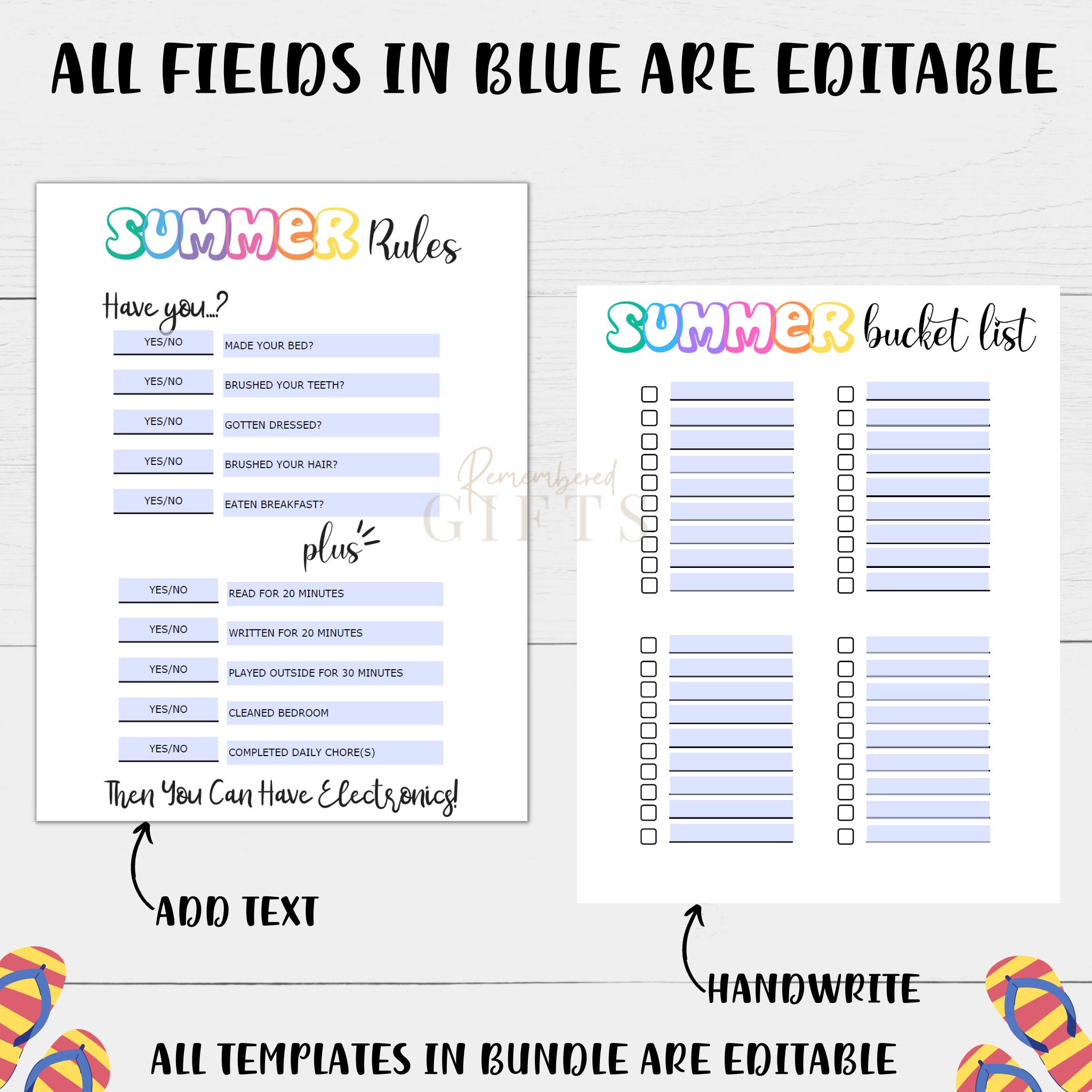 Printable Editable Summer Planner Bundle Summer Checklist - Etsy