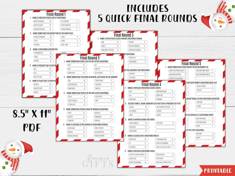 Christmas Friendly Feud Game Christmas Trivia Game Printable Family ...