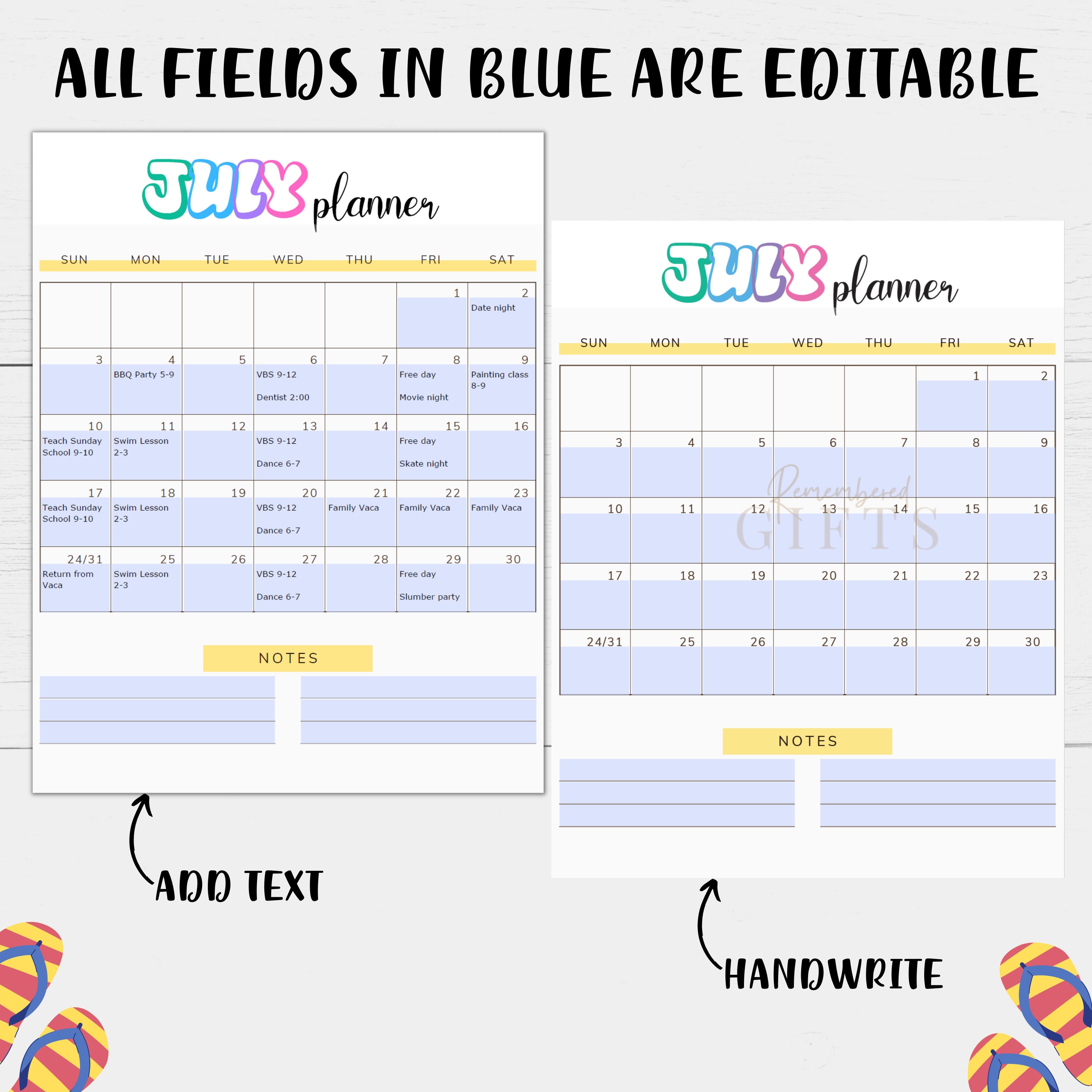 Printable Editable Summer Planner Summer Planner Summer | Etsy