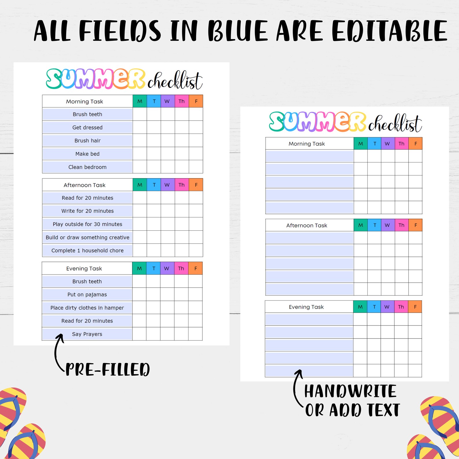 Printable Editable Summer Checklist Summer Checklist Summer Routine ...