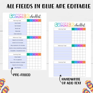 Printable Editable Summer Checklist | Summer Checklist | Summer Routine ...