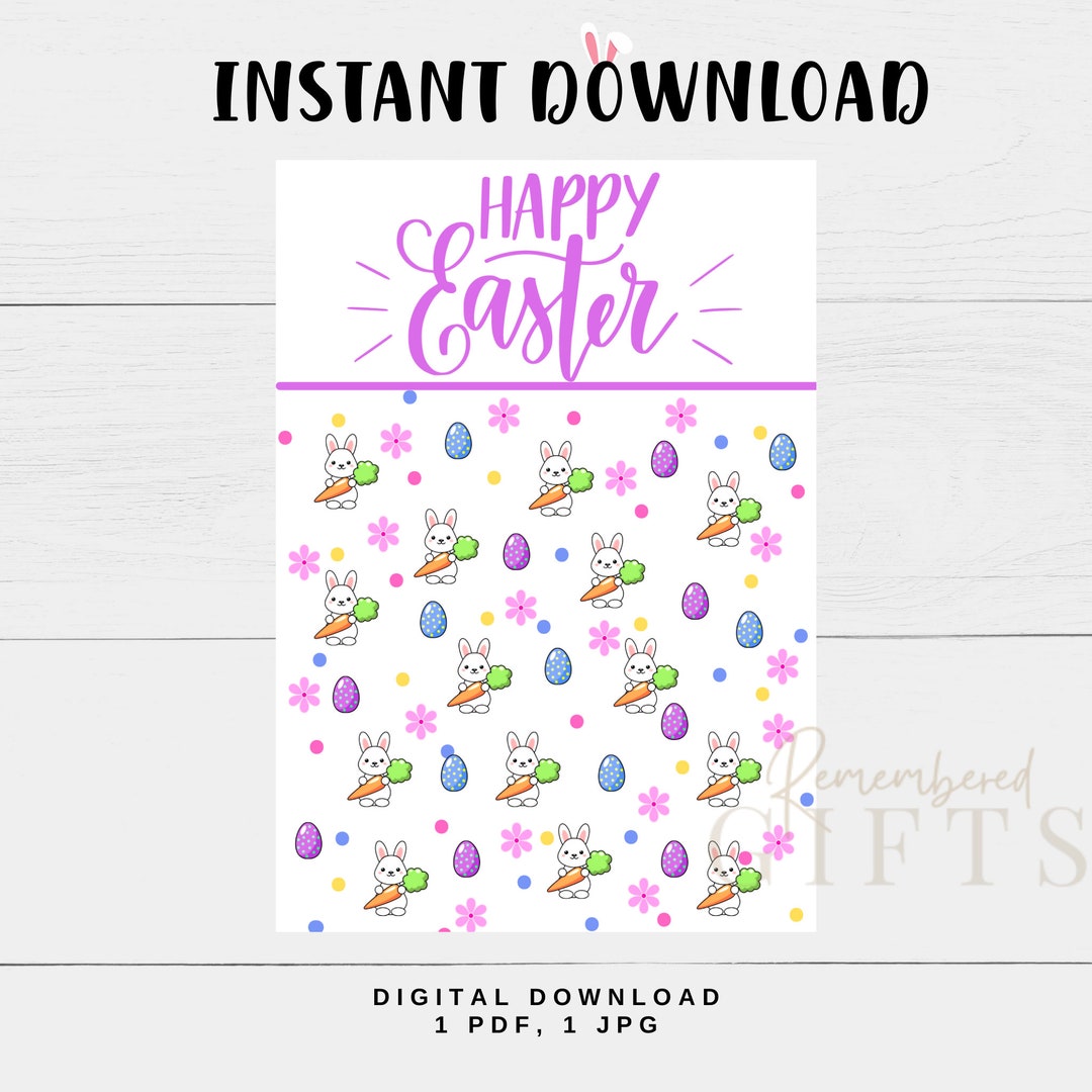 Easter Printable Cookie Card | Happy Easter Mini Cookie Card 3.5" X 5 ...