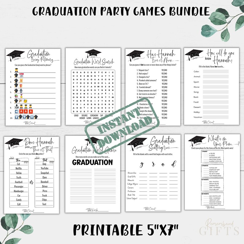 Graduation Party Games Bundle | Graduation Party Games | Printable ...