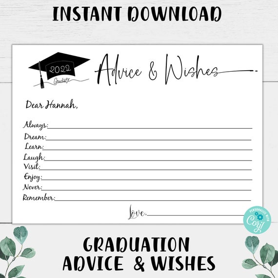 Printable Graduation Advice Cards at Eula Seay blog