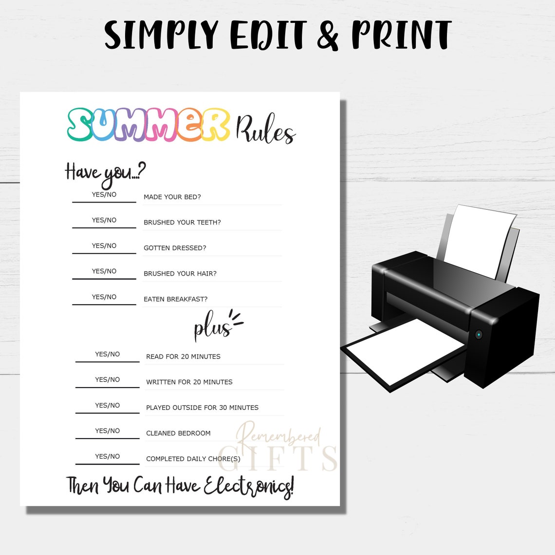 Printable Editable Summer Rules Summer Rules Summer - Etsy