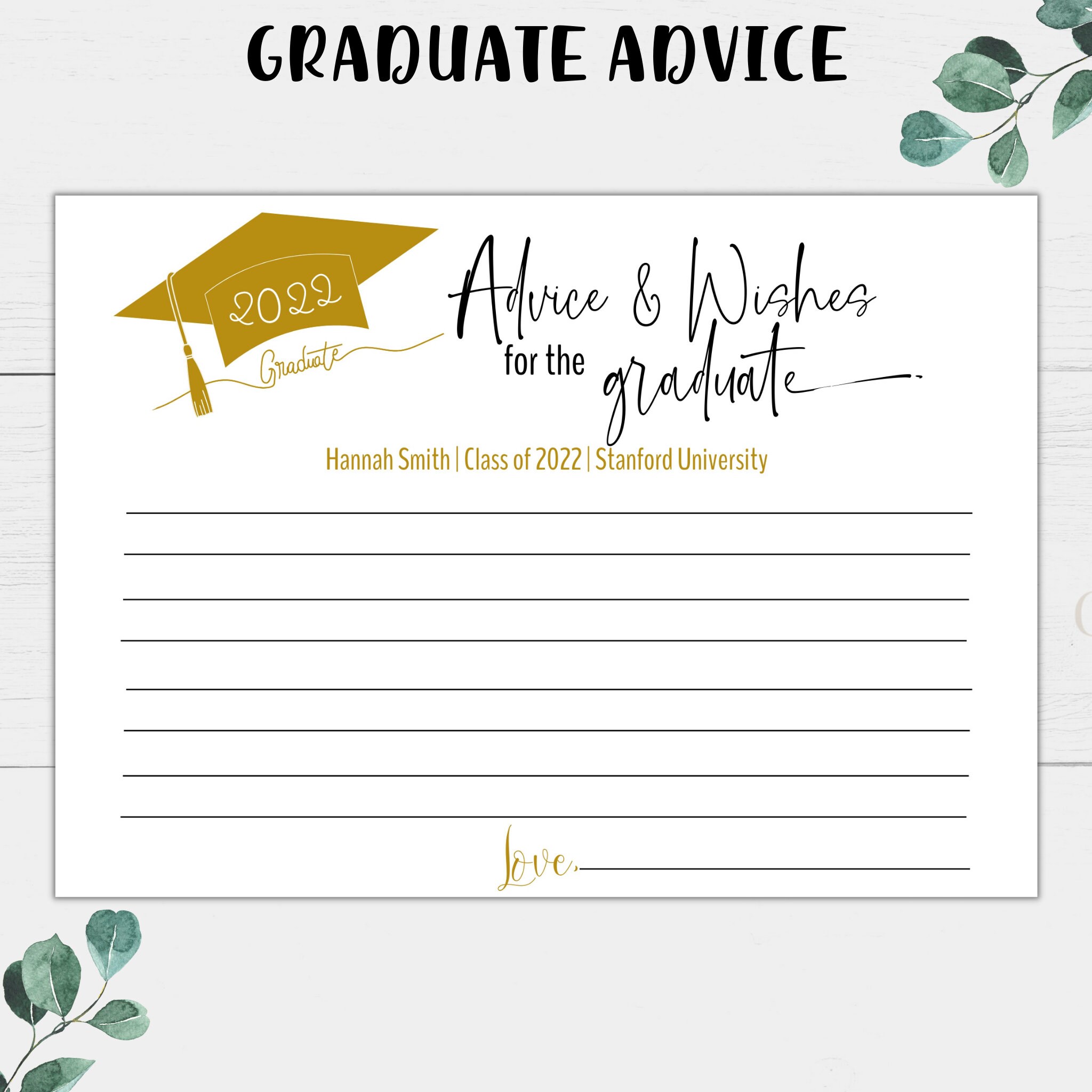 Printable Wishes and Advice for the Graduate Graduation - Etsy