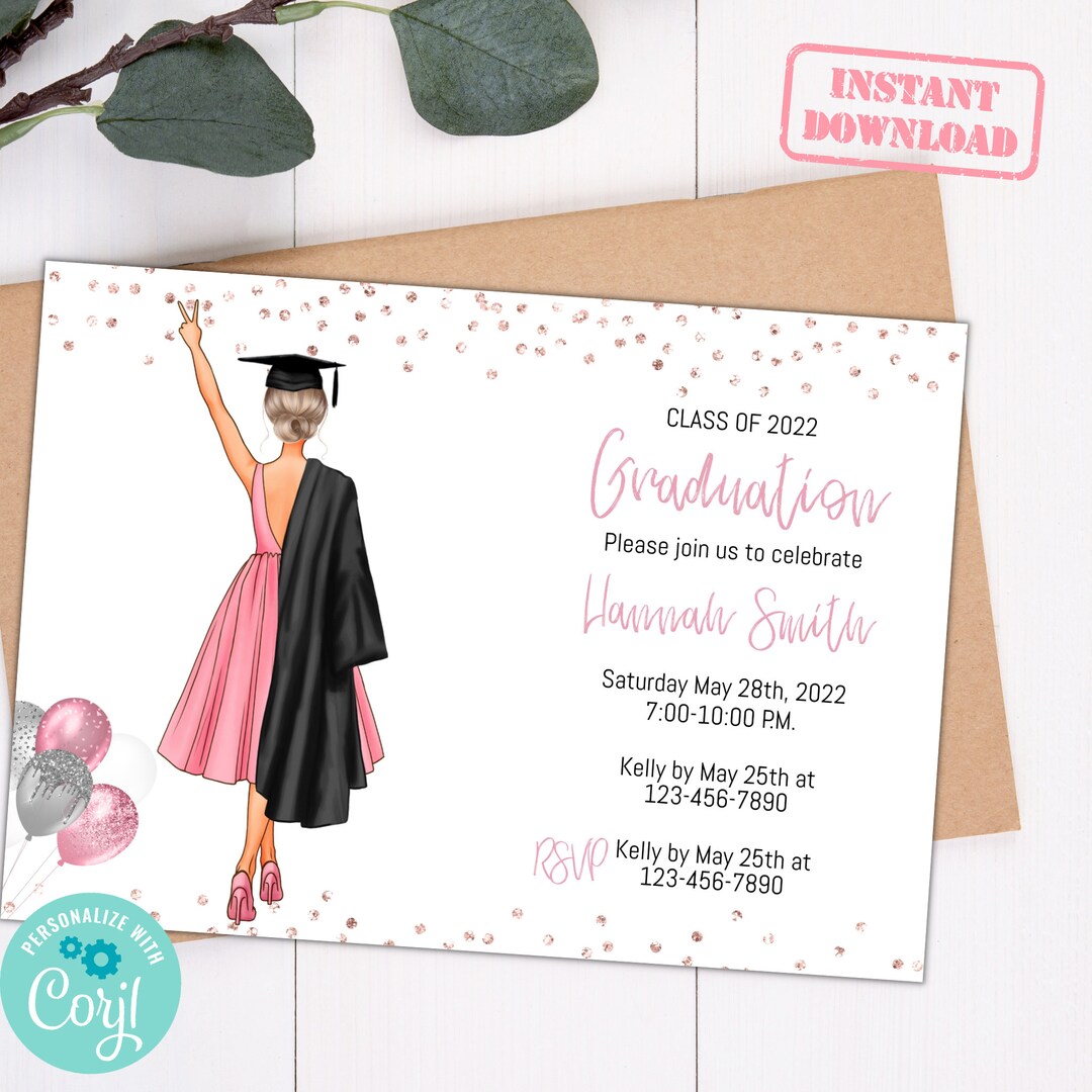 Personalized Graduation Party Invitation: Editable Template (digital ...