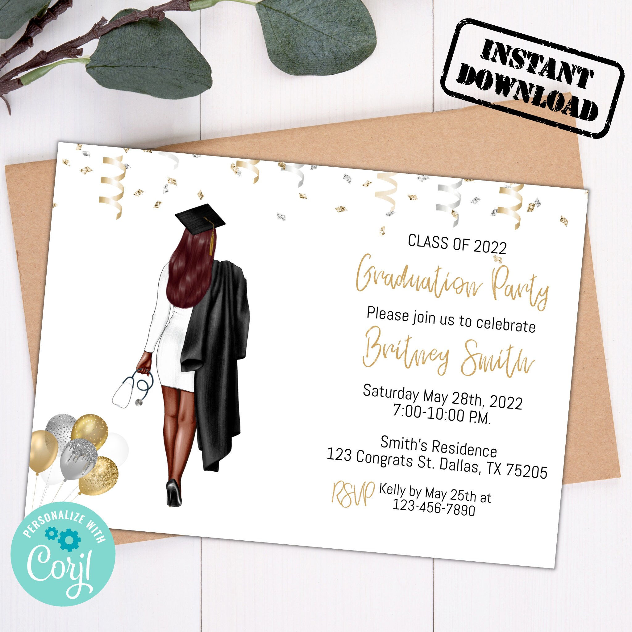 Personalized Graduation Party Invitation NURSE GRADUATION INVITATION ...