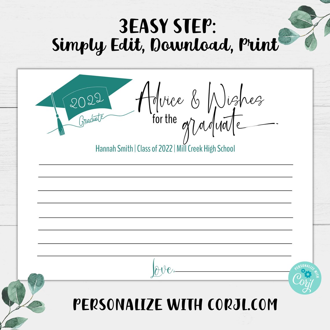 Printable Wishes and Advice for the Graduate Graduation - Etsy
