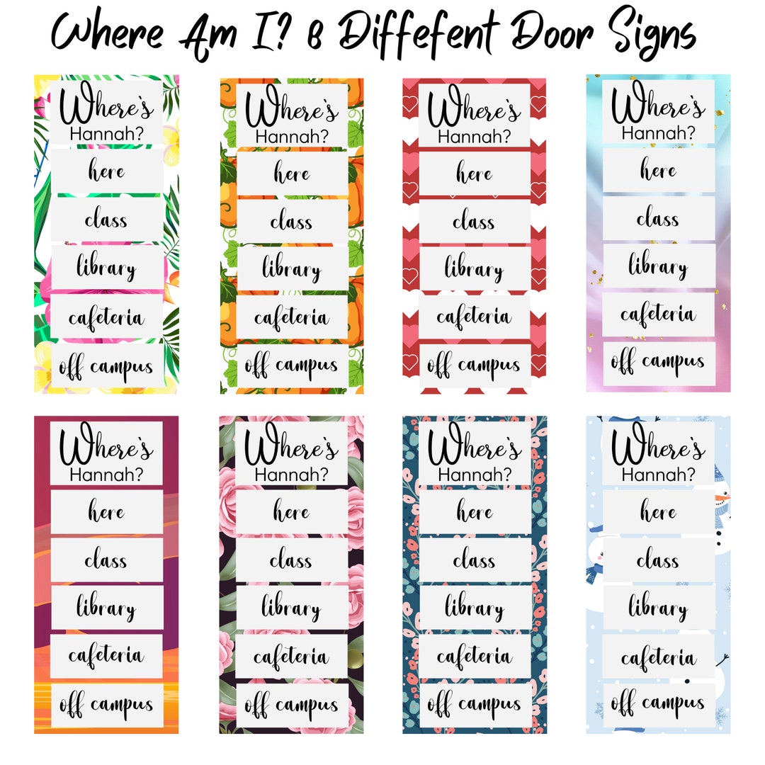 Where Am I | Dorm Décor | Classroom Décor | 8 Editable Door Signs ...