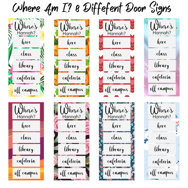 Where Am I | Dorm Décor | Classroom Décor | 8 Editable Door Signs ...