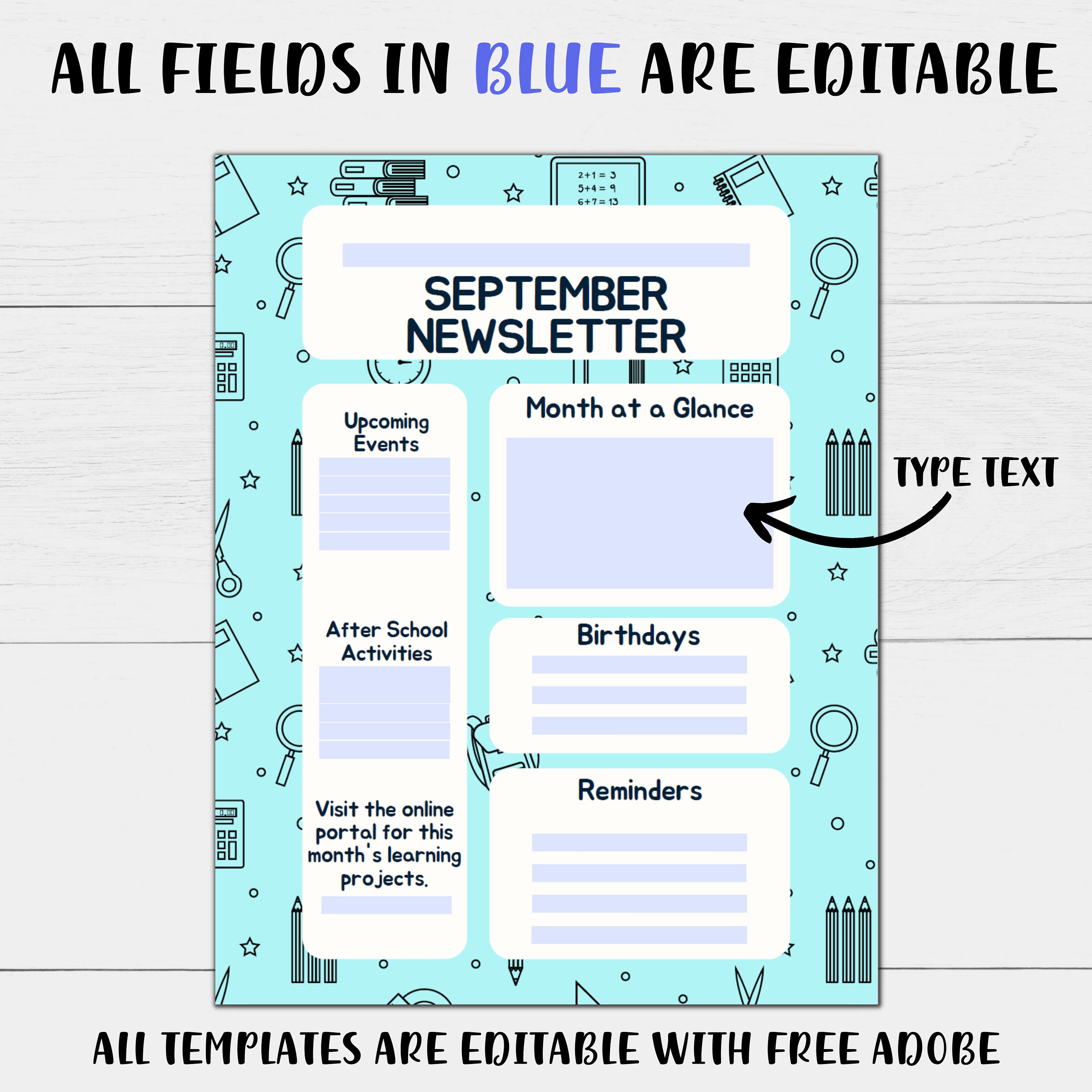 Editable Classroom School Newsletter Monthly Classroom Newsletter 12 ...
