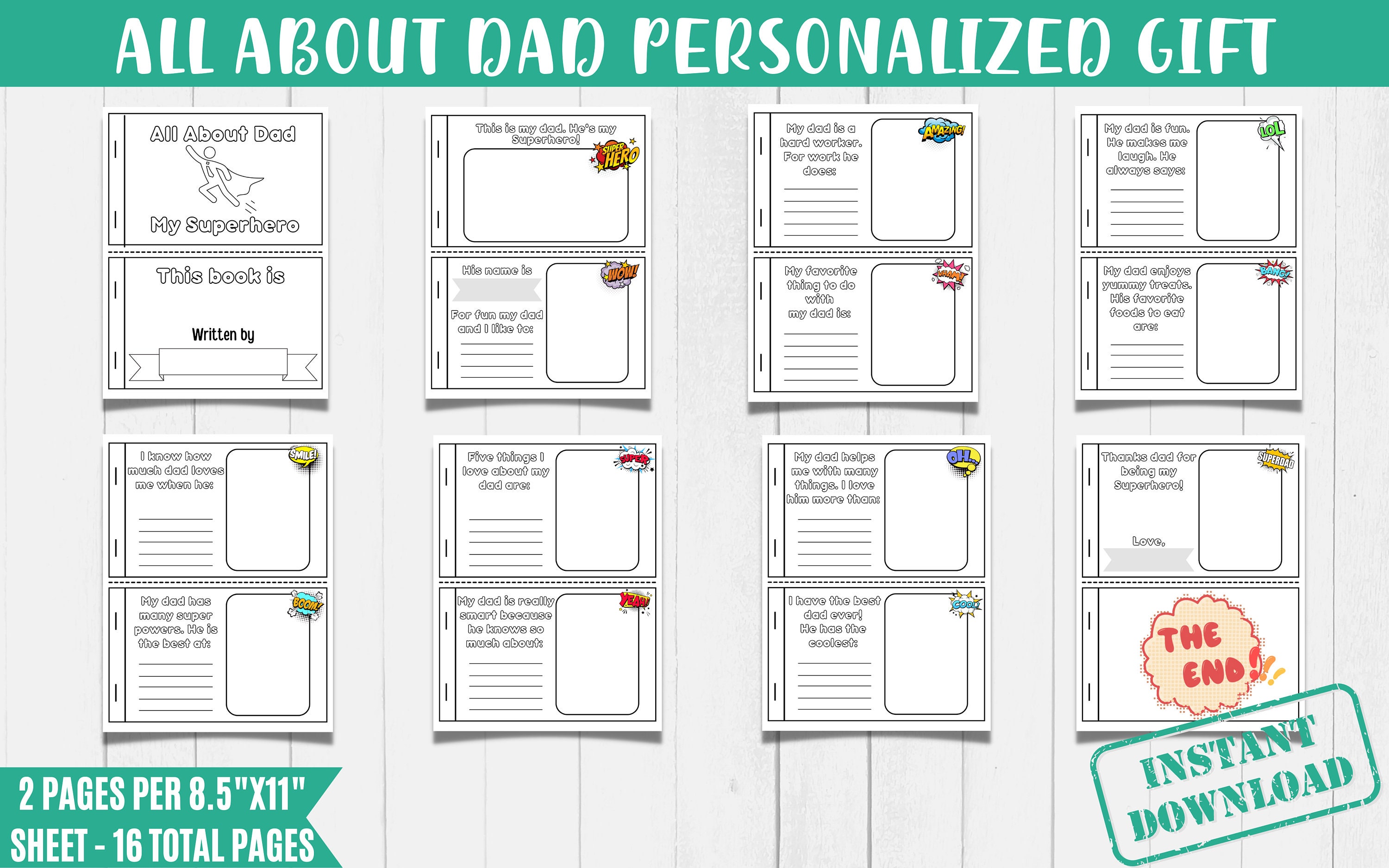 All About DAD Fathers Day Personalized Gift Fill in the - Etsy