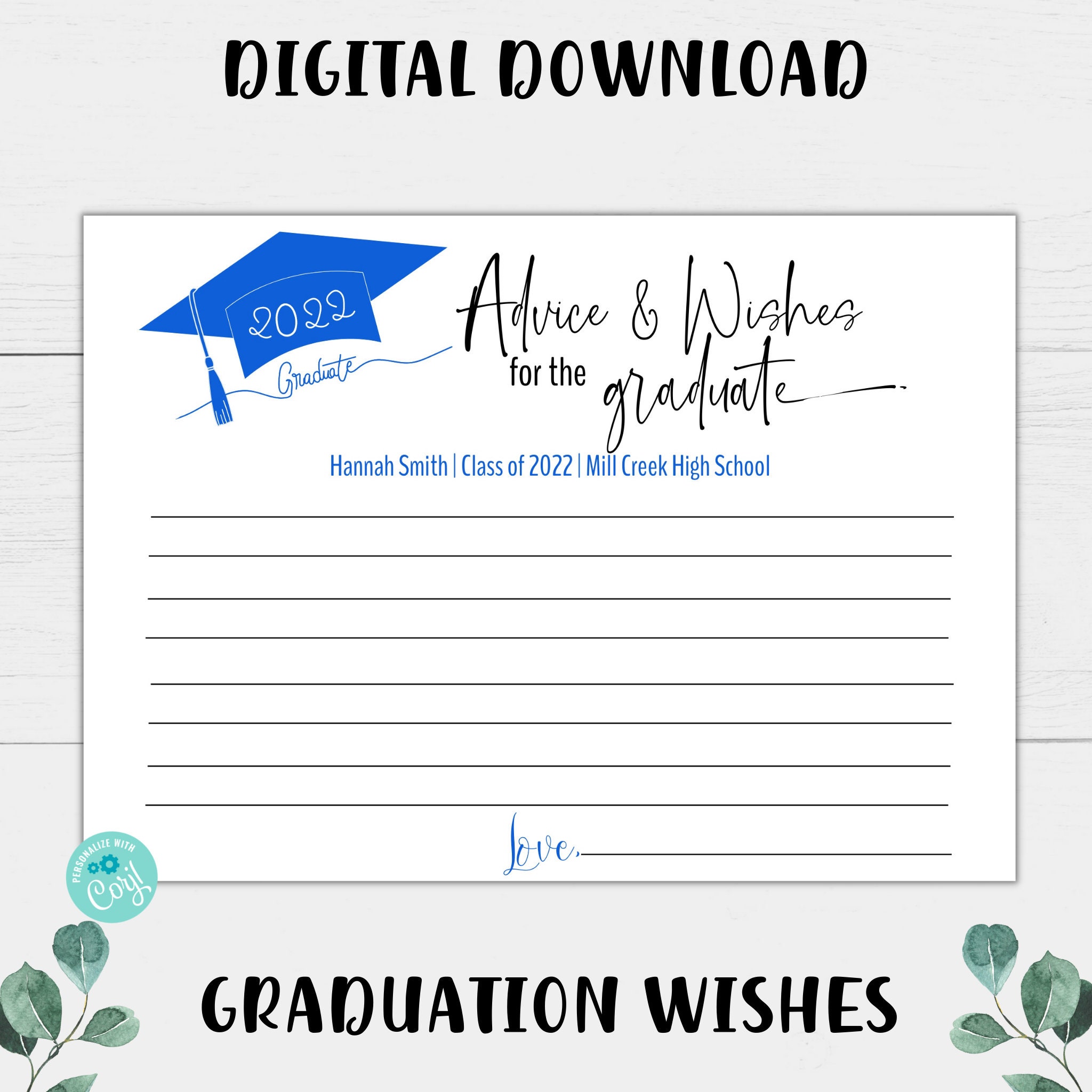 Printable Wishes and Advice for the Graduate Graduation - Etsy