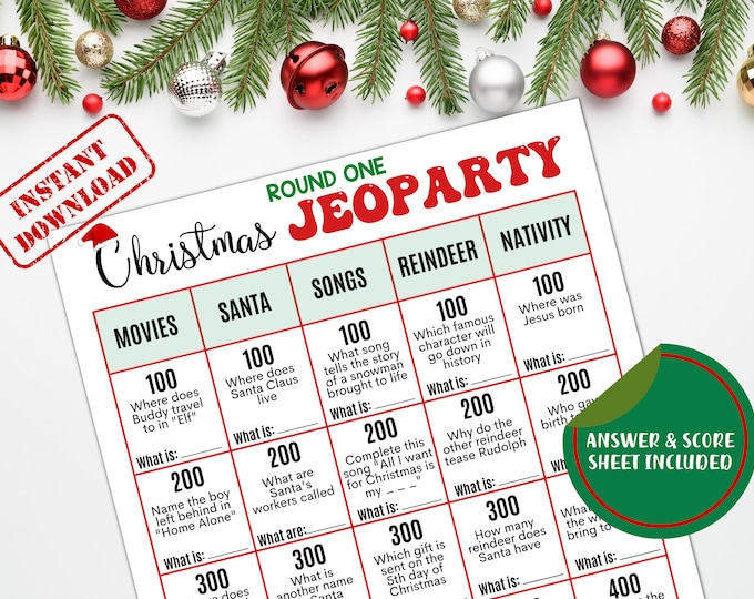 Christmas Jeopardy Game Christmas Trivia Game Holiday Trivia Game ...