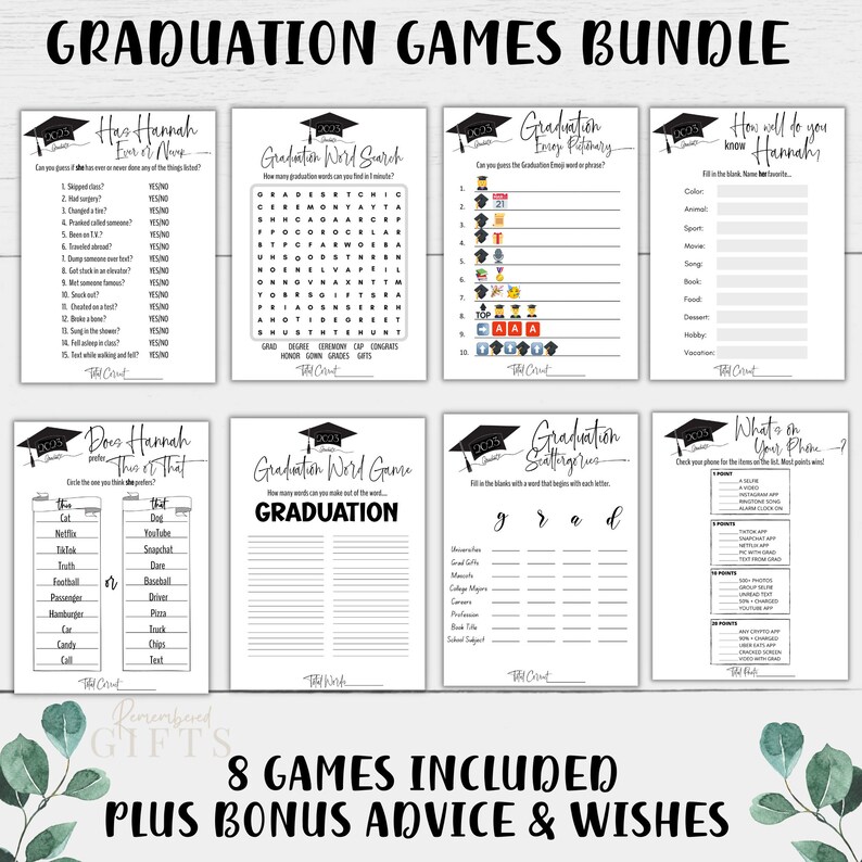 Graduation Party Games Bundle | Graduation Party Games | Printable ...