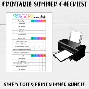 Printable Editable Summer Planner Bundle | Summer Checklist | Summer ...