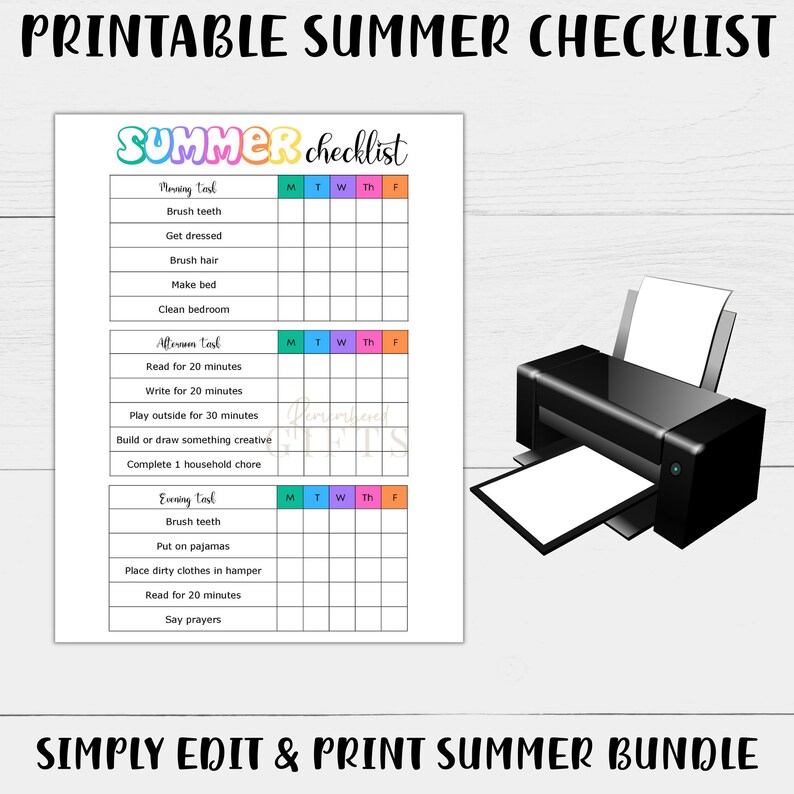 Printable Editable Summer Planner Bundle Summer Checklist - Etsy