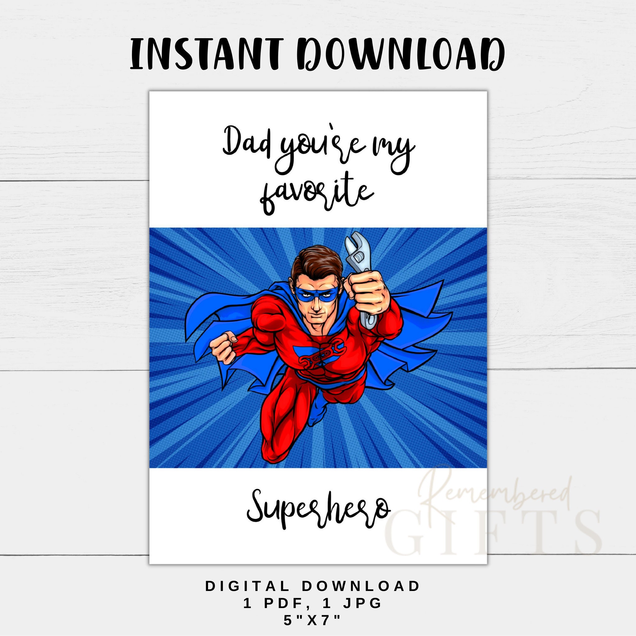 Father's Day Card SUPERHERO FATHER'S DAY Happy - Etsy