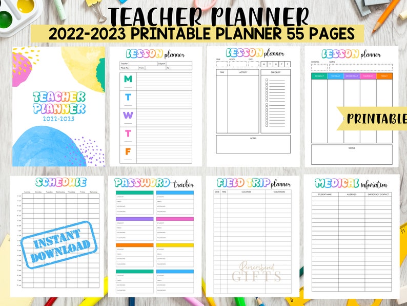 Teacher Planner Printable Lesson Planner 2022-2023 - Etsy
