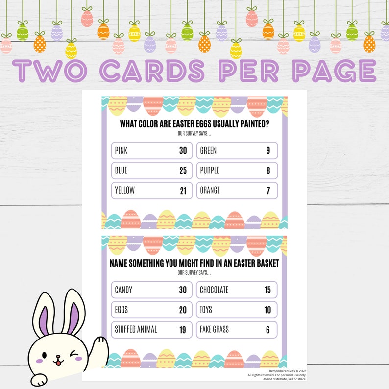 Easter Friendly Feud Game: Printable Family Party (PDF) - Etsy