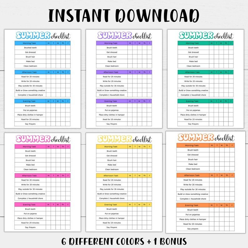 Printable Editable Summer Checklist | Summer Checklist | Summer Routine ...