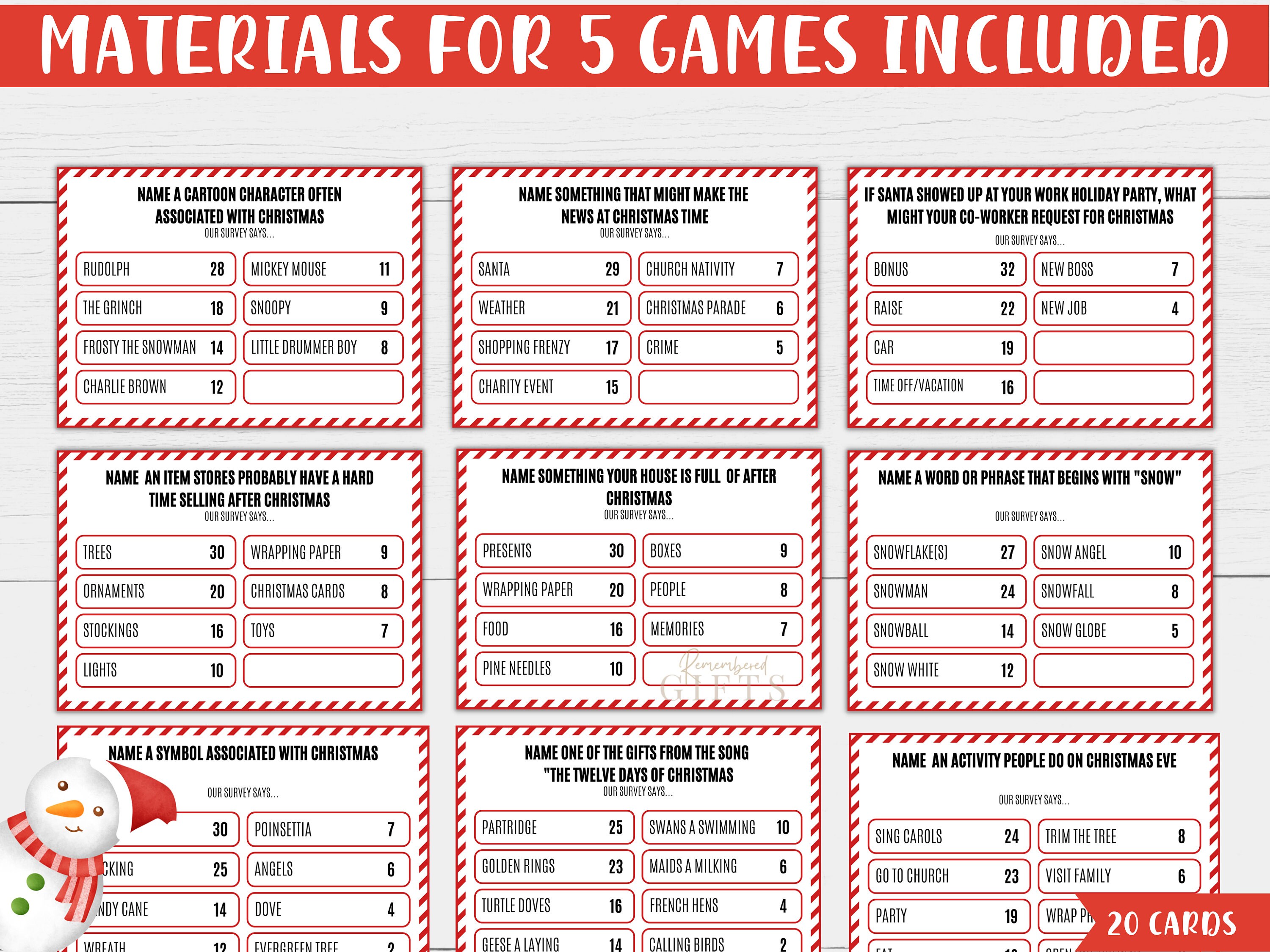 Christmas Friendly Feud Game | Christmas Trivia Game | Printable Family ...