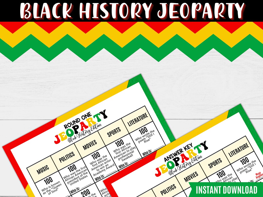 BLACK History JEOPARTY | Black History Month Trivia Game | Black ...