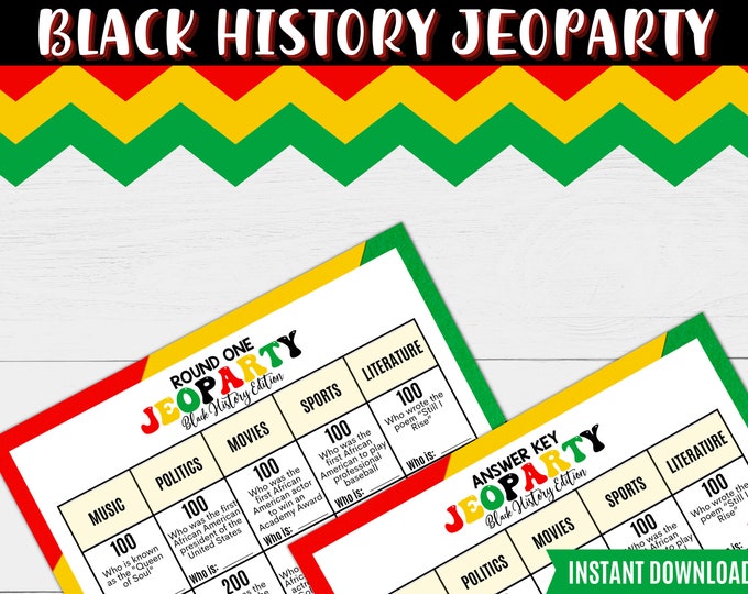 Black History Jeopardy, Black History Trivia Game, African American ...
