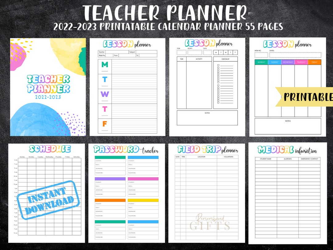 Teacher Planner Printable Lesson Planner 2022-2023 Printable Teacher ...