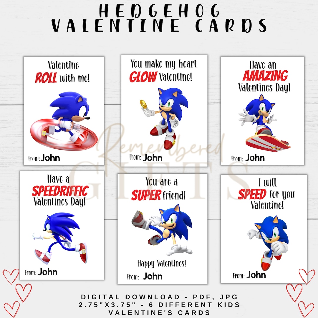 Sonic Valentine Cards for Kids: Printable Valentine's Day Cards ...
