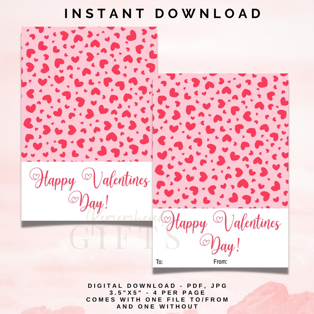 Printable Valentines Cookie Card: Mini Heart Design (digital Download ...