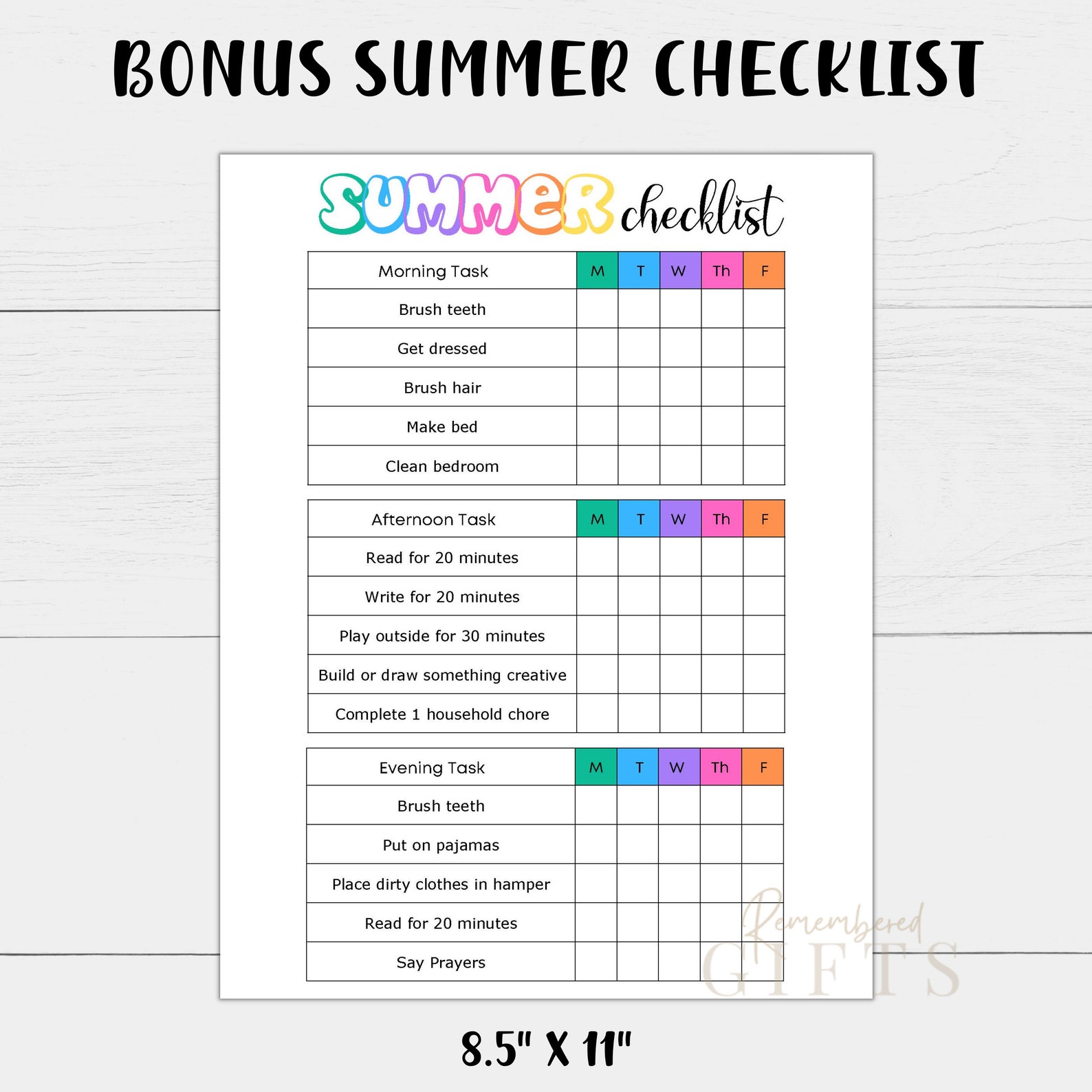 Printable Editable Summer Checklist Summer Checklist Summer Routine ...