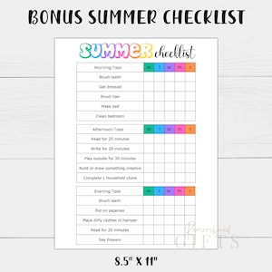 Printable Editable Summer Checklist | Summer Checklist | Summer Routine ...