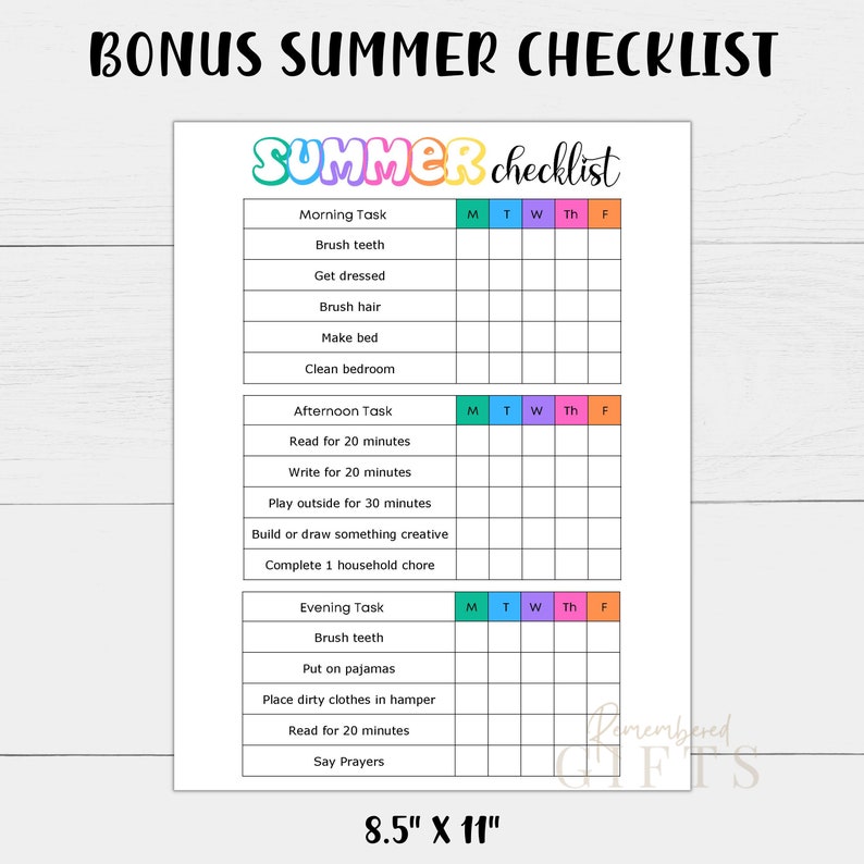 Printable Editable Summer Checklist Summer Checklist Summer Routine ...