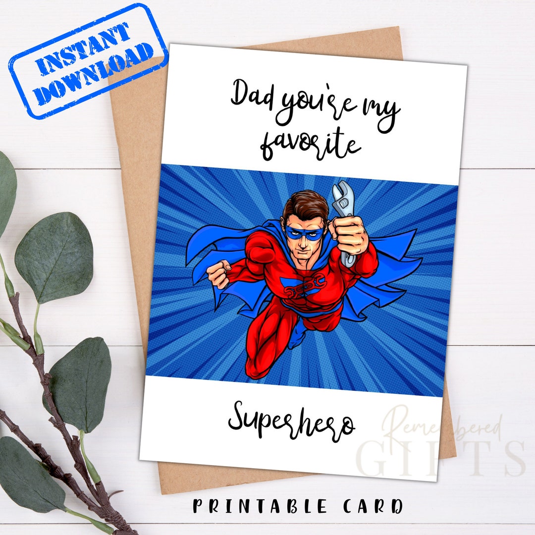 Father's Day Card SUPERHERO FATHER'S DAY Happy Father's Day Card ...
