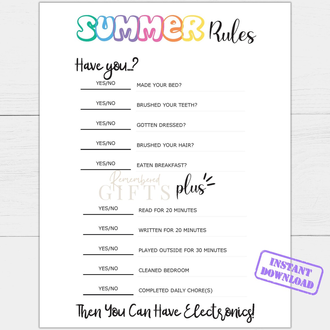 Printable Editable Summer Rules Summer Rules Summer - Etsy
