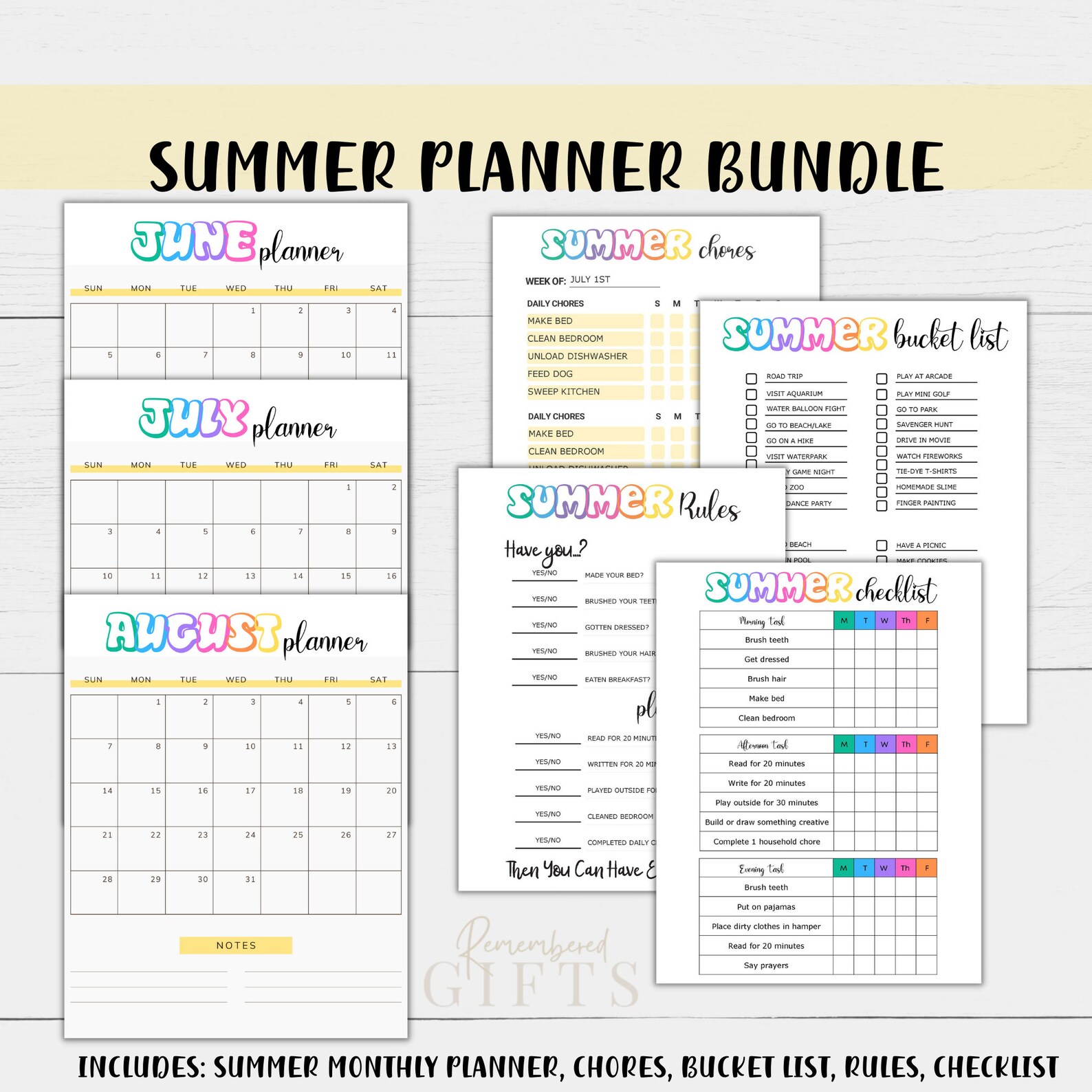 Printable Editable Summer Planner Bundle Summer Checklist - Etsy