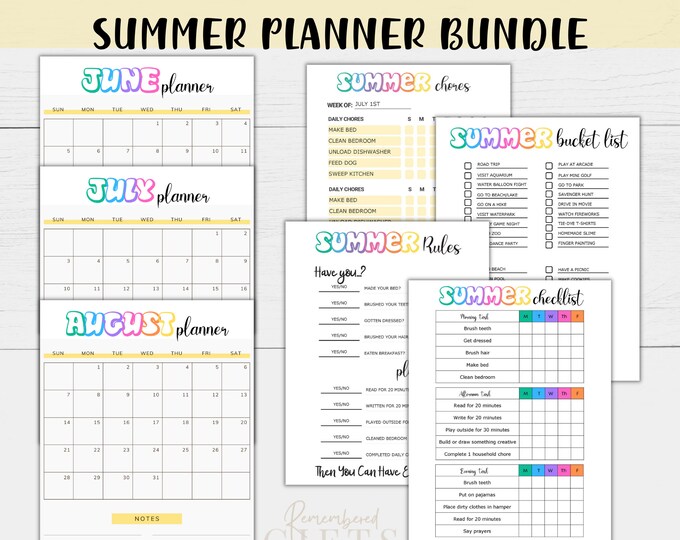 Summer Planner Bundle for Kids, Printable Editable Canva Templates ...