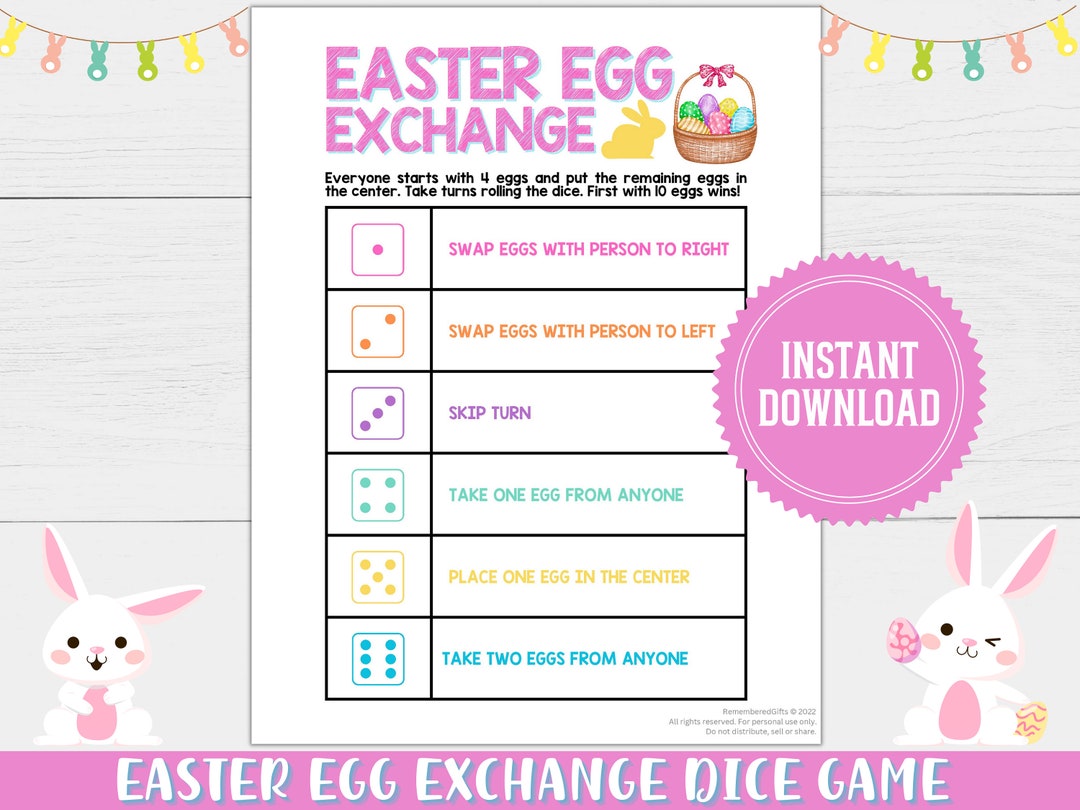 Easter Egg Exchange Dice Game | Printable Easter Games | Easter Group ...