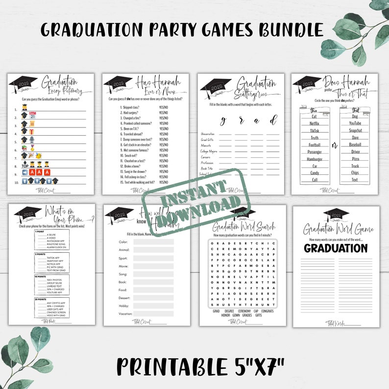 Graduation Party Games Bundle Graduation Party Games - Etsy