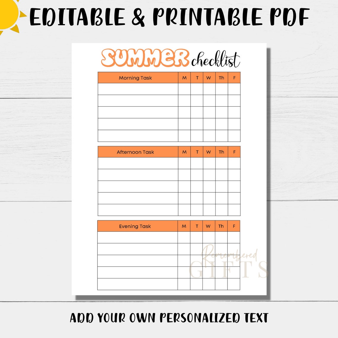 Printable Editable Summer Checklist Summer Checklist - Etsy