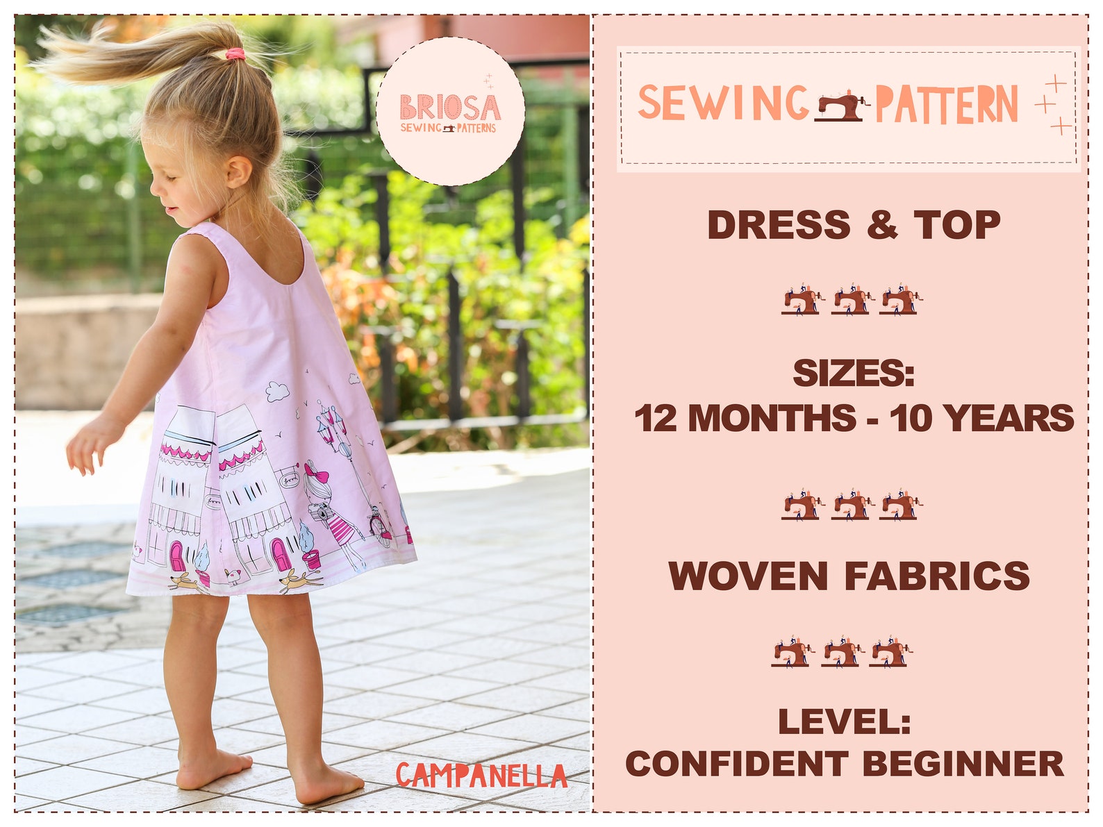 Sun Dress Sewing Pattern for Girls, Sundress Pdf Pattern for Toddlers ...