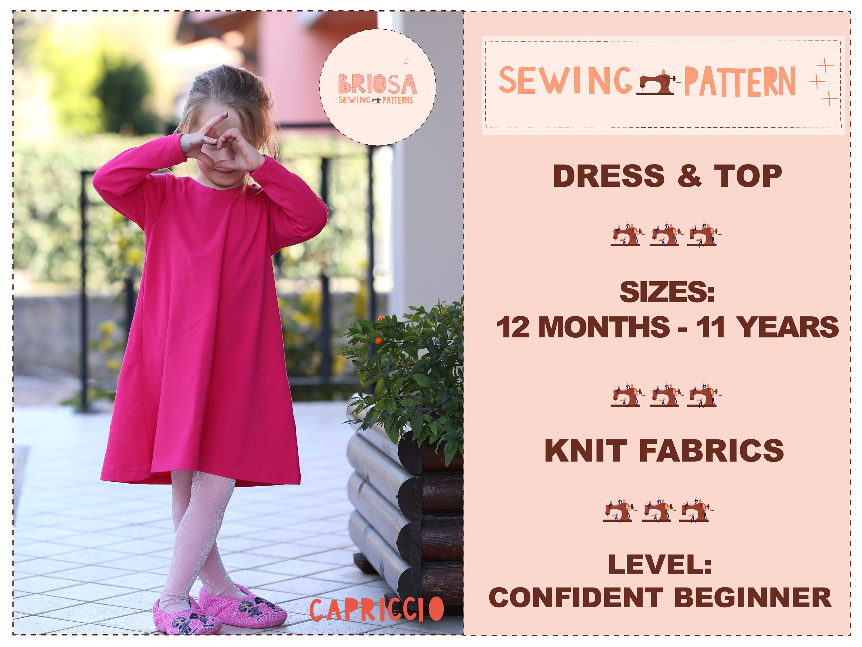 Simple A Line Dress Pattern for Girls and Toddlers, Jersey Dress Sewing ...