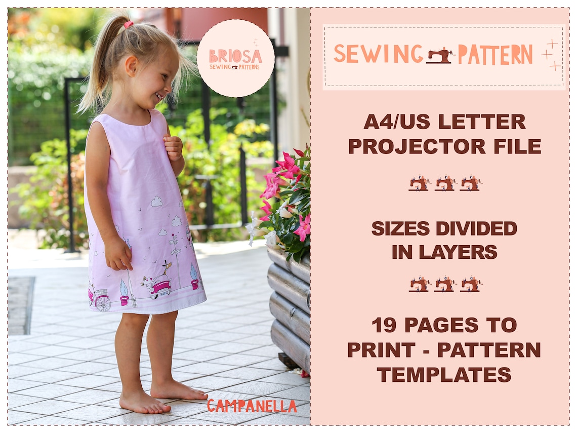 Sun Dress Sewing Pattern for Girls, Sundress Pdf Pattern for Toddlers ...